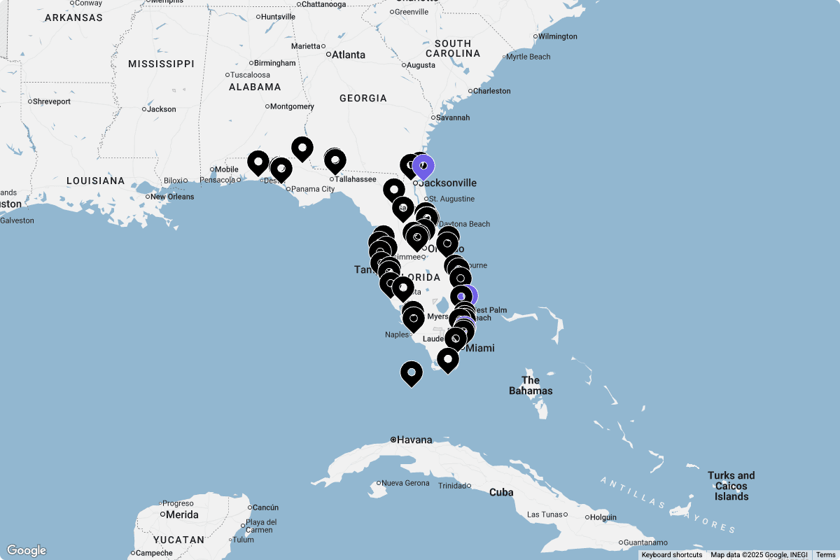 FL half-marathon race locations map