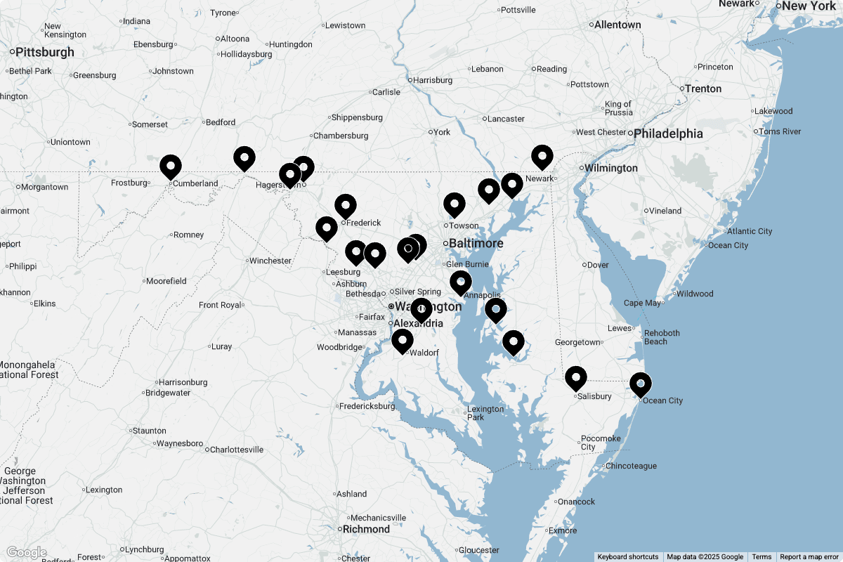 MD half-marathon race locations map