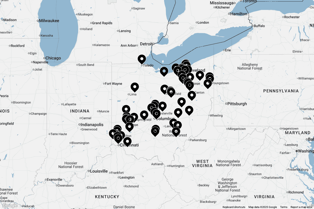 OH half-marathon race locations map