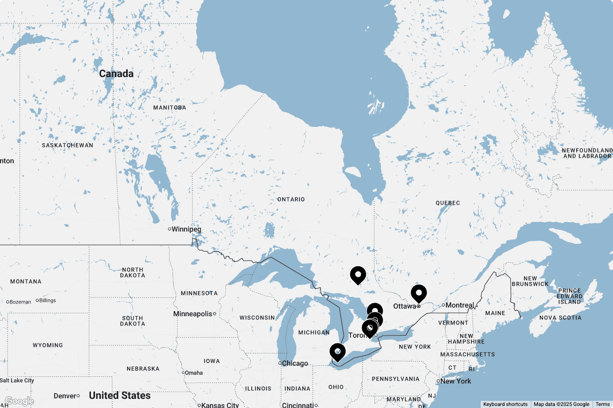 ON half-marathon race locations map