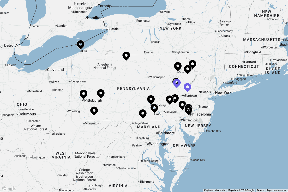 PA marathon race locations map